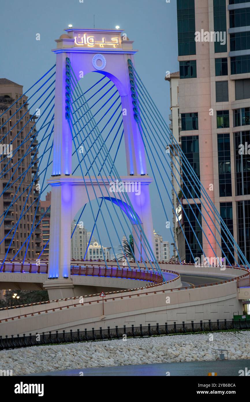 Gewan bridge in the entrance of Pearl Qatar residential area Stock ...