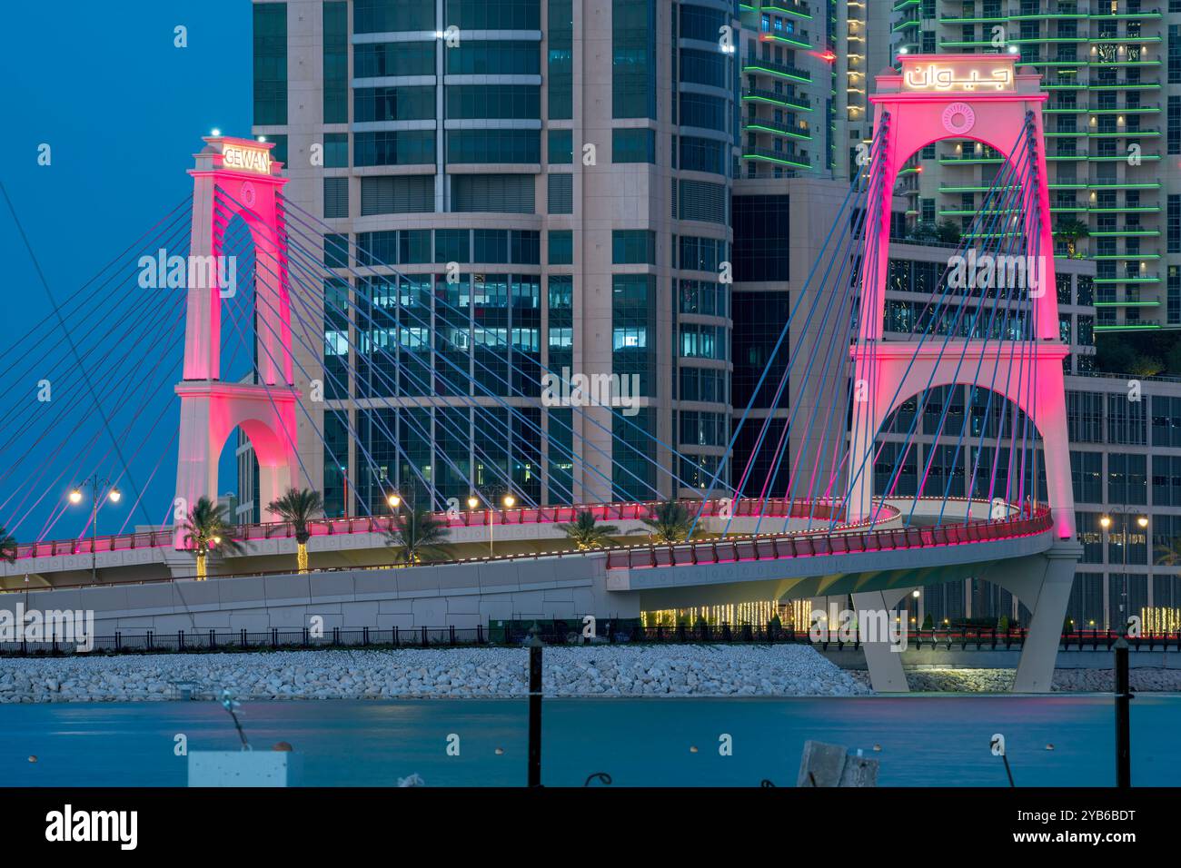 Gewan bridge in the entrance of Pearl Qatar residential area Stock ...