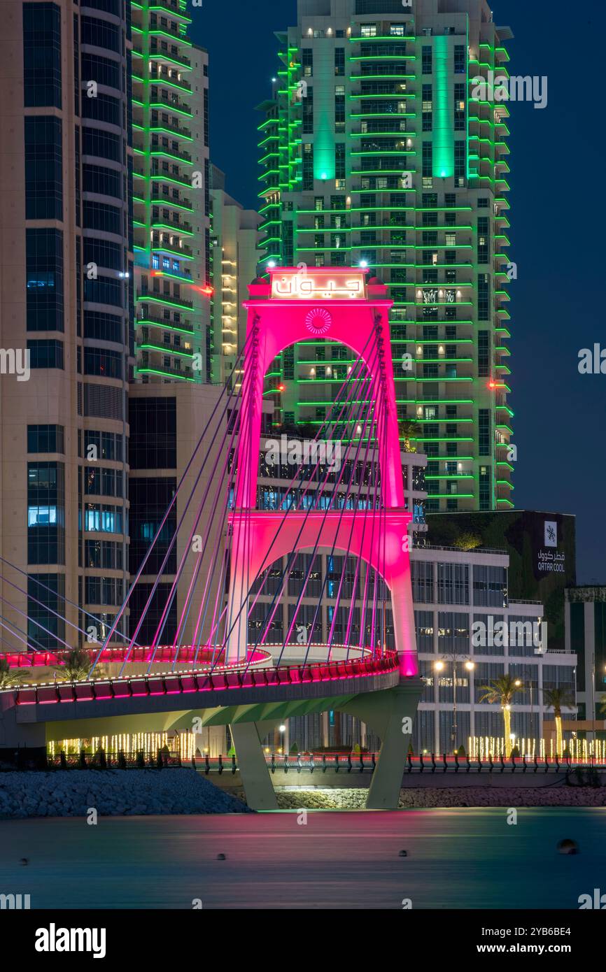 Gewan bridge in the entrance of Pearl Qatar residential area Stock ...