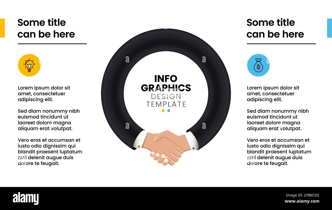 Infographic template with icons and 2 options or steps. Handshake. Can ...