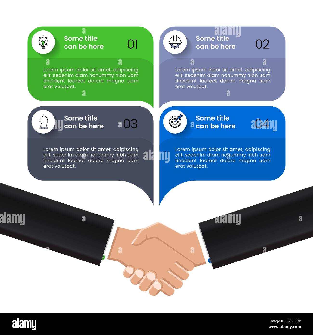 Infographic template with icons and 4 options or steps. Handshake. Can ...