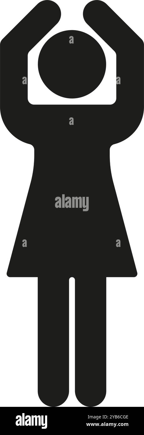 Human Figure with Raised Arms Silhouette Icon. Simple Body Glyph Symbol ...
