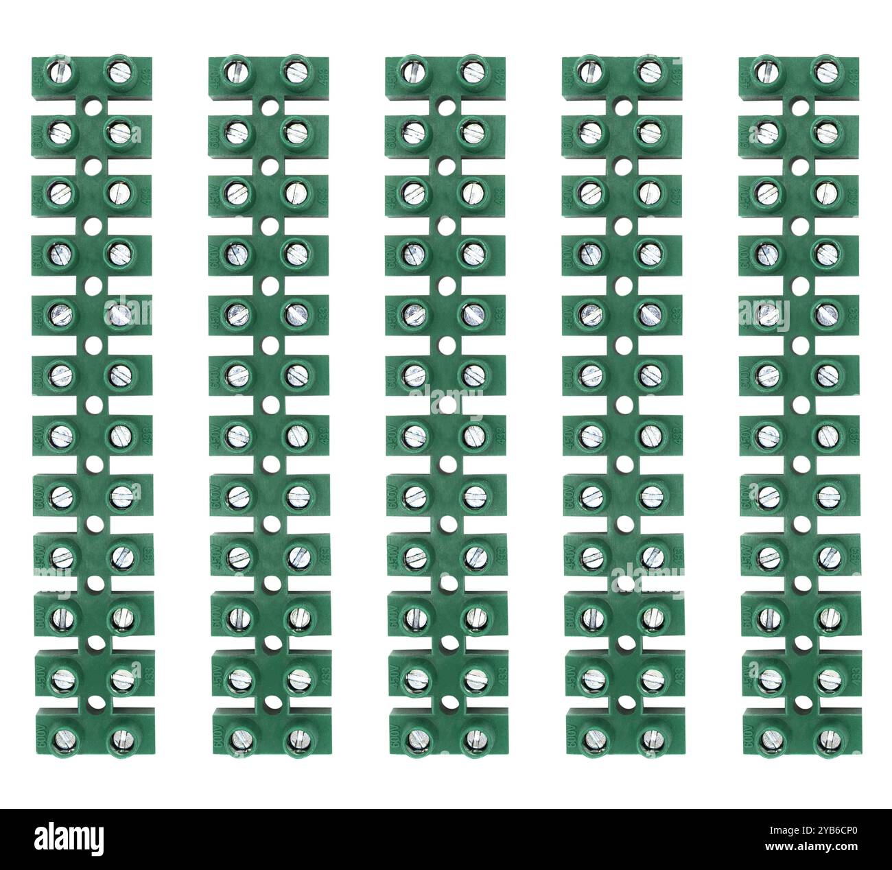 Electric wire connectors terminal strip block isolated on white ...