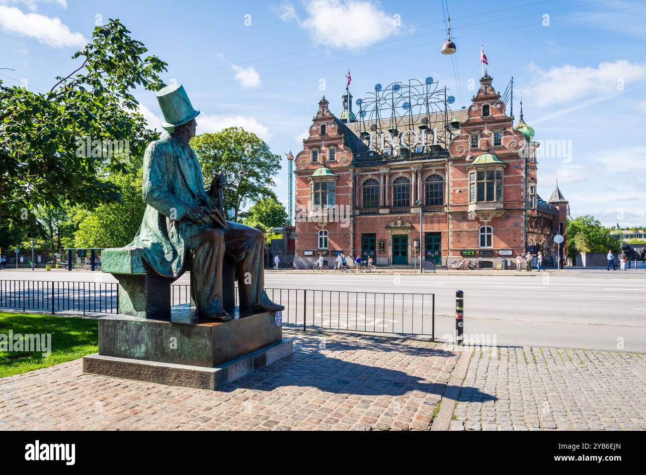 Statue of Danish author Hans Christian Andersen on the City Hall square ...