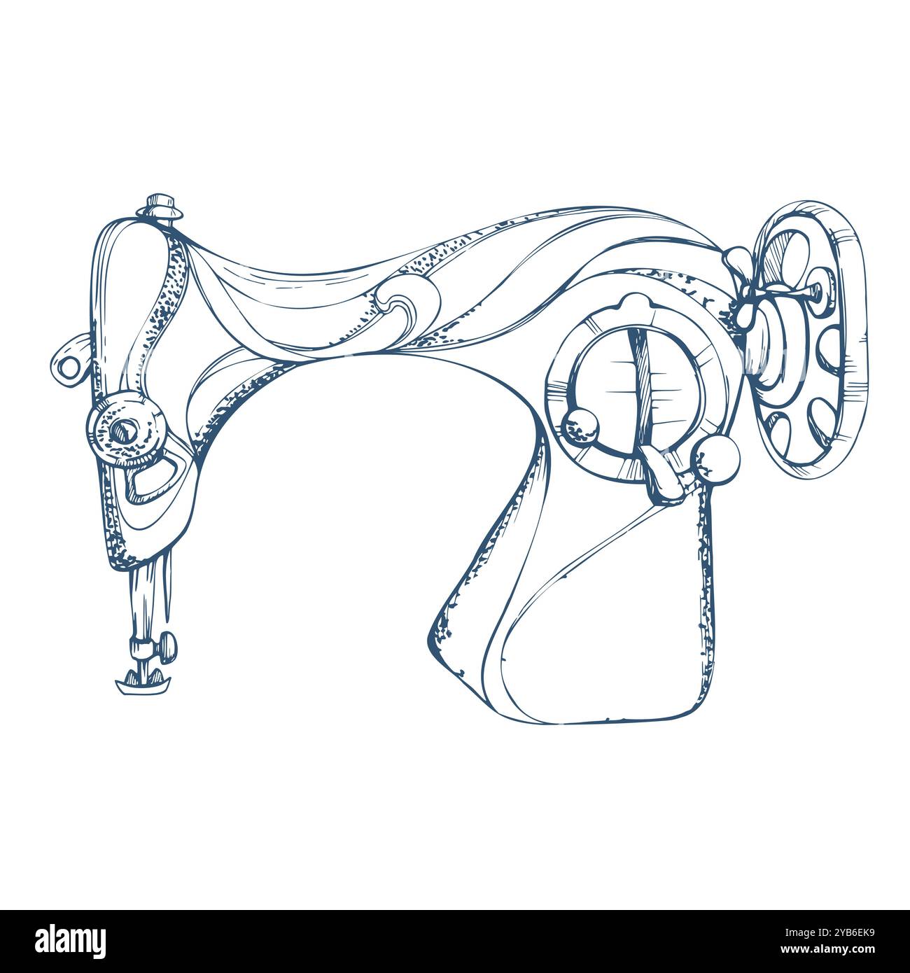 Singer sewing machine illustration Stock Vector Images - Alamy