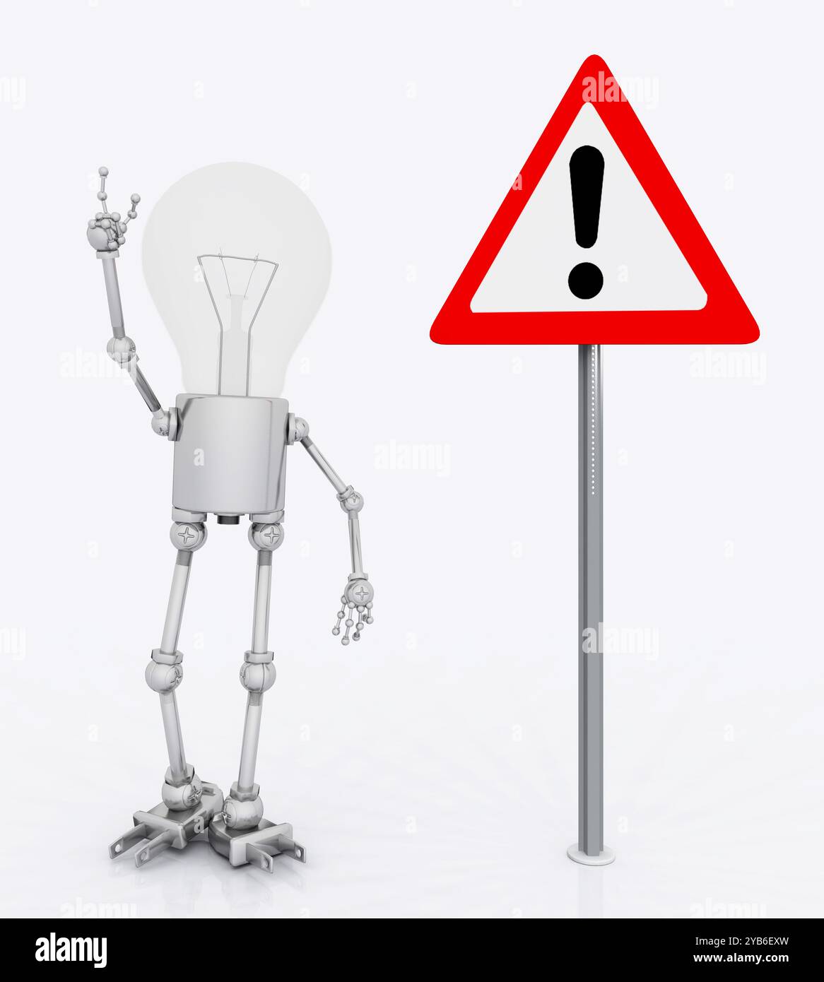 Light bulb figure and traffic sign danger point Stock Photo - Alamy
