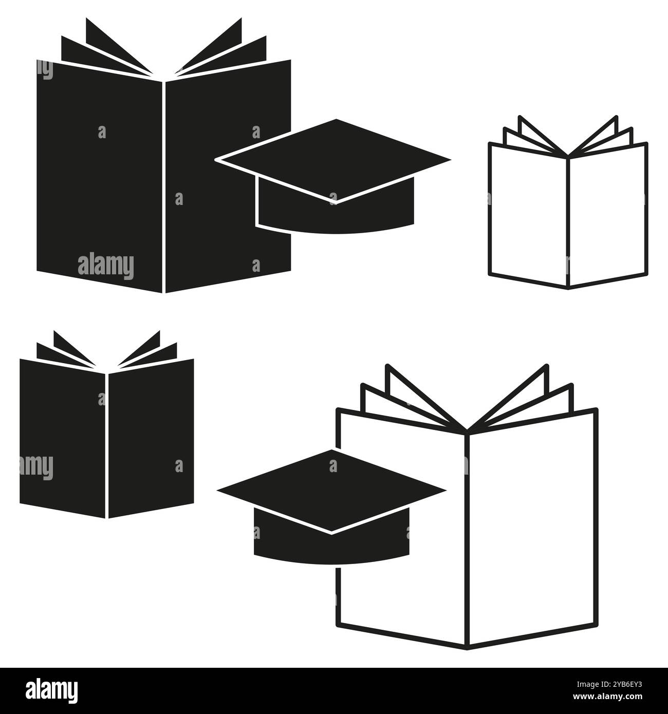 Graduation book icon. Academic hat symbol. Education vector design ...