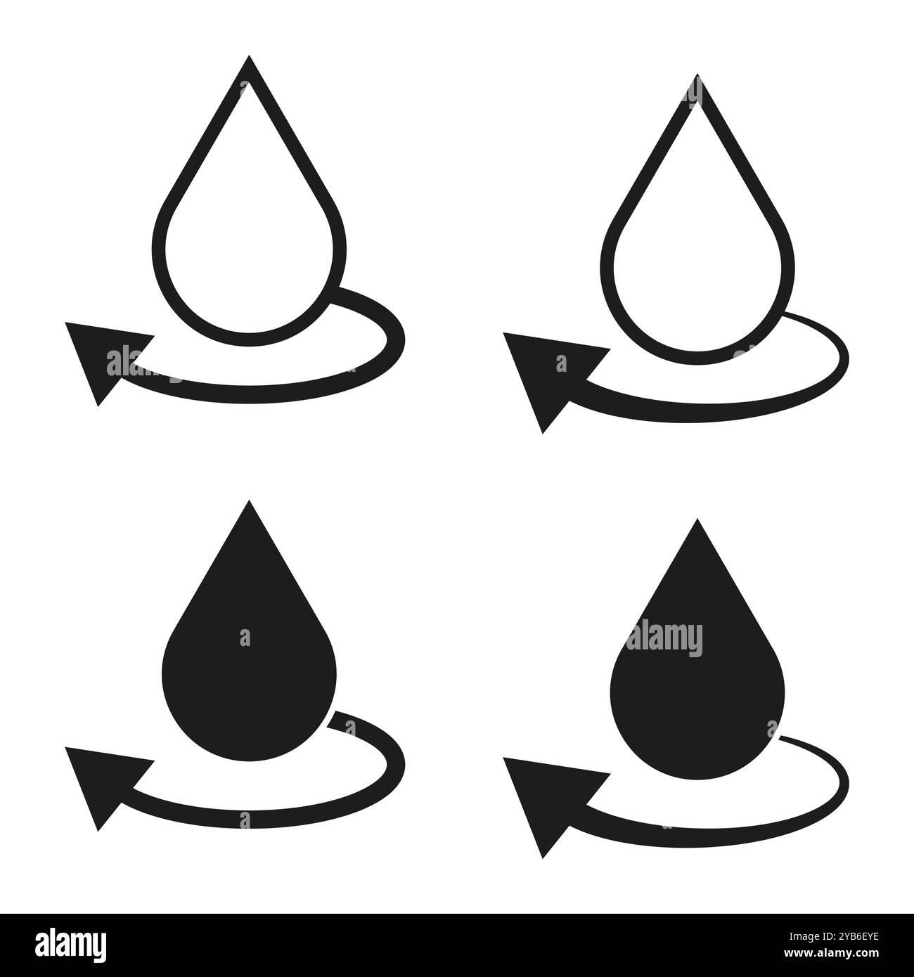 Four black water drop icons with arrows, symbolizing recycling and ...