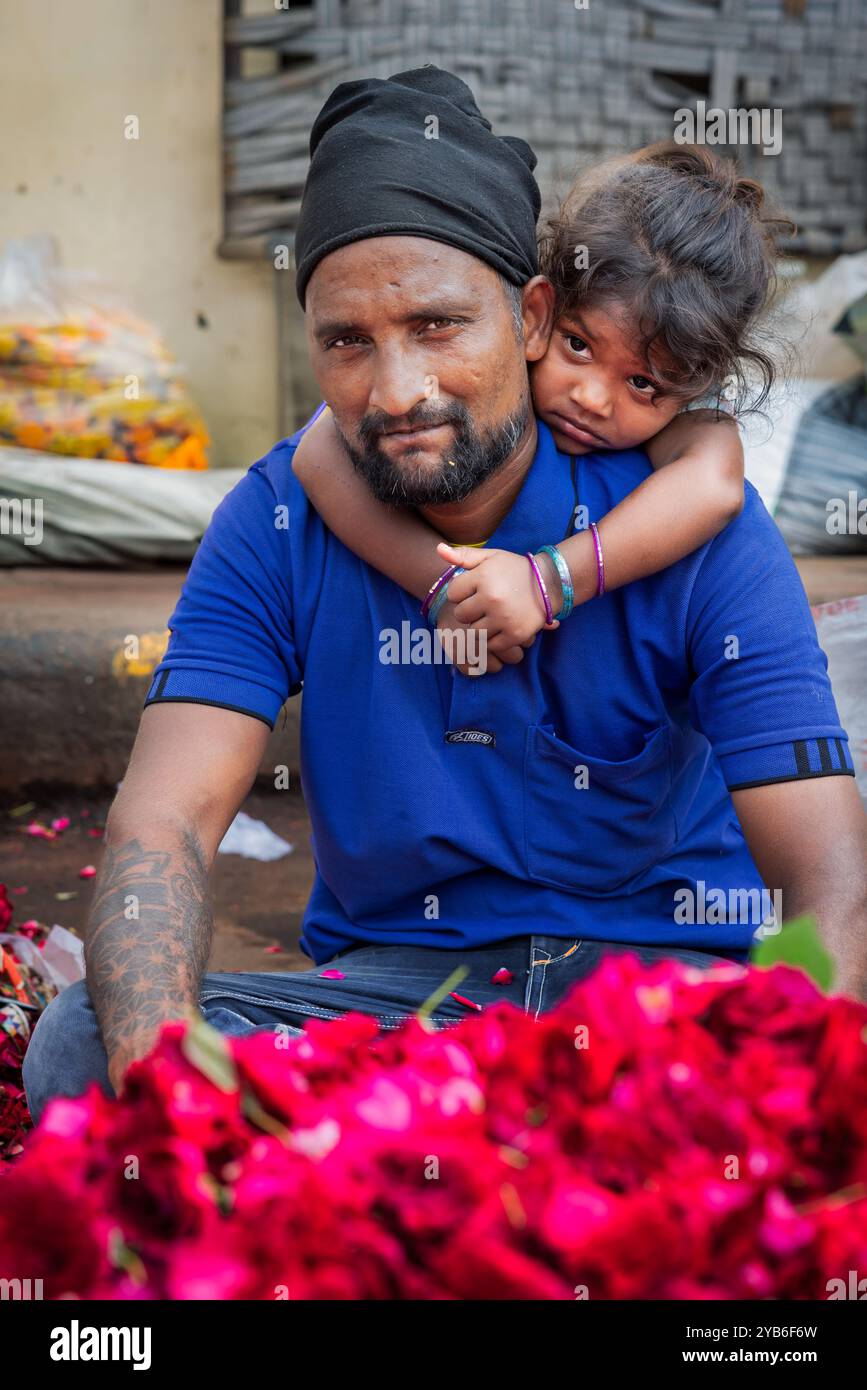 Portrait of a father with his daughter; Ahmedabad, Gujarat, India Stock ...
