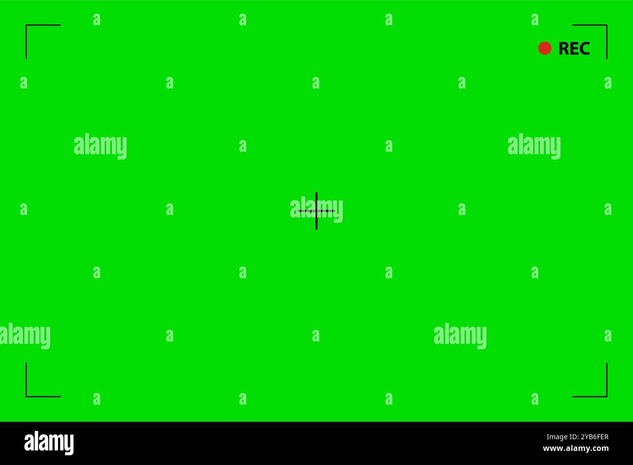 Green screen chroma key background, viewfinder camera frame, video film ...