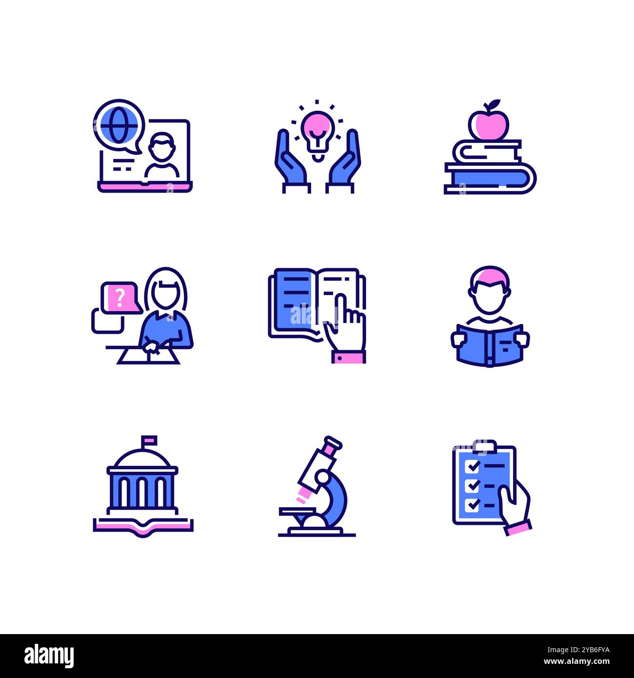 Online education and knowledge - line design style icons set Stock ...