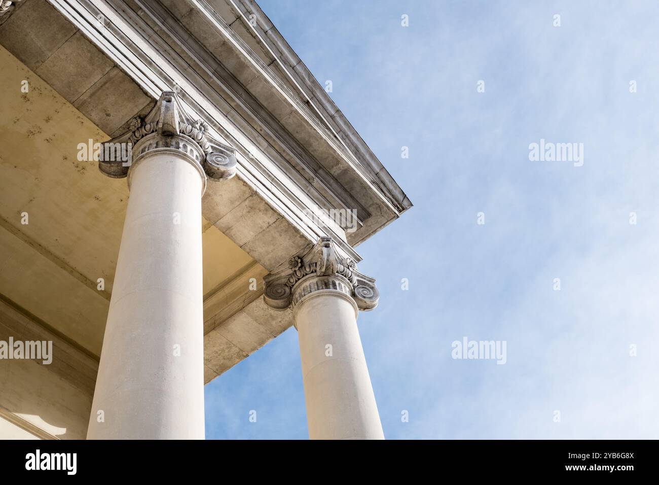 The ionic columns of the facade of the neoclassical cathedral of the ...