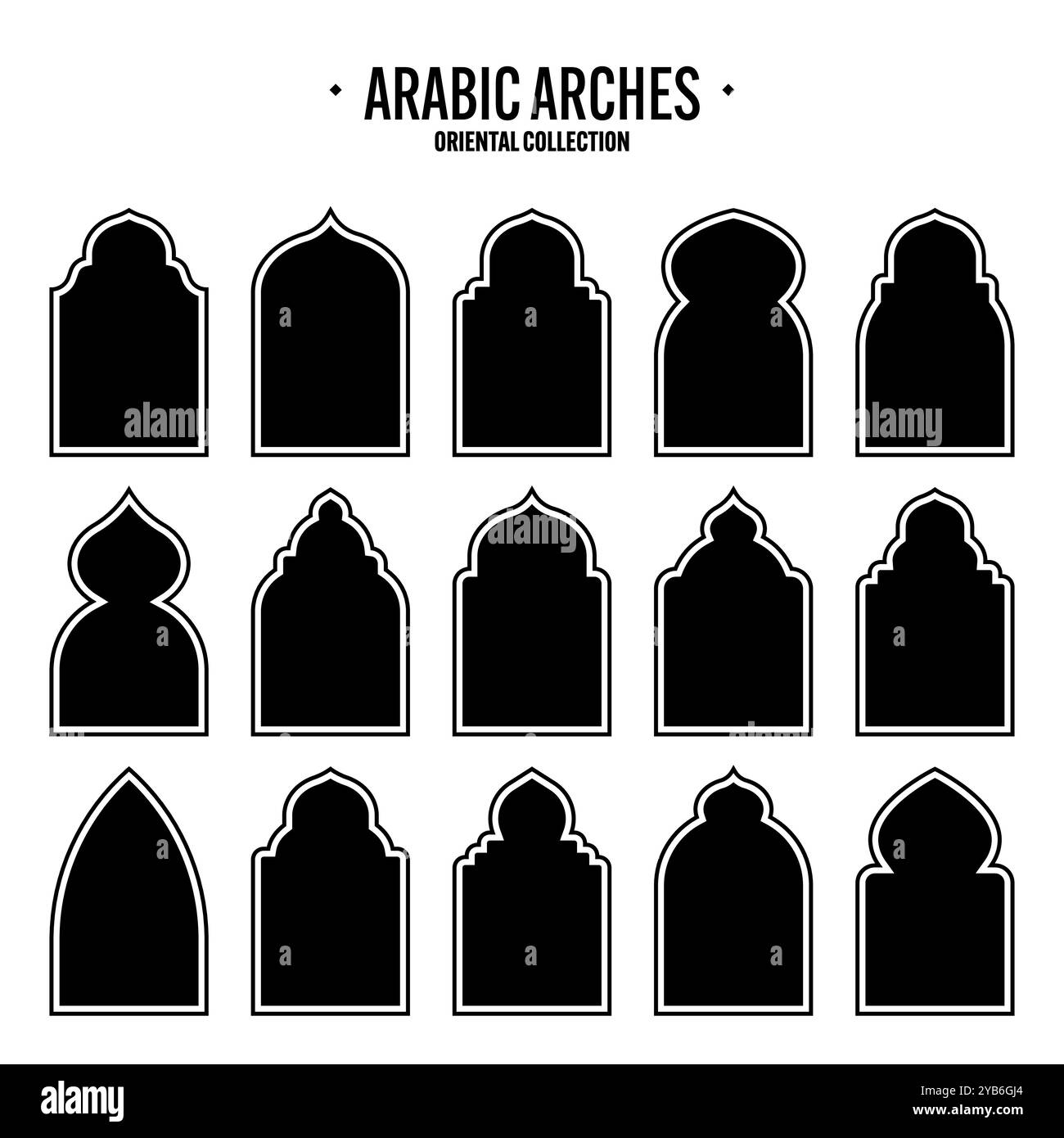 Islamic frames, oriental style objects. Arabic shapes, windows and ...