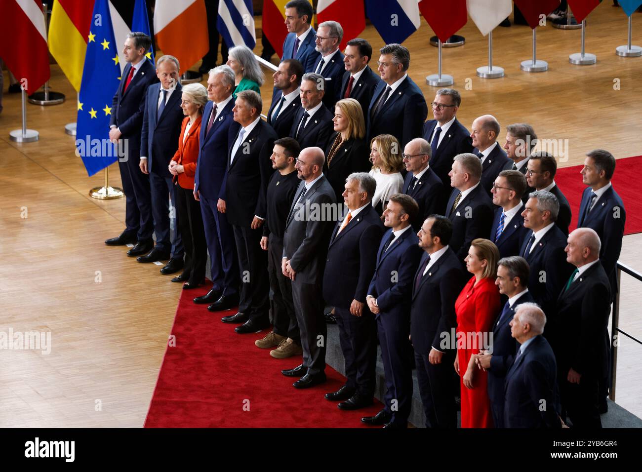 European Union leaders pose for a group photo with Ukraine's President ...