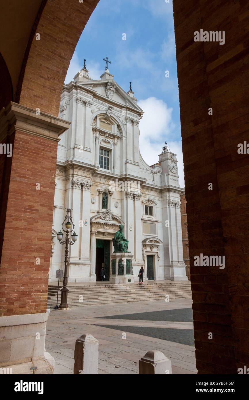 a detail of the facade of the sanctuary of the holy house of Loreto ...