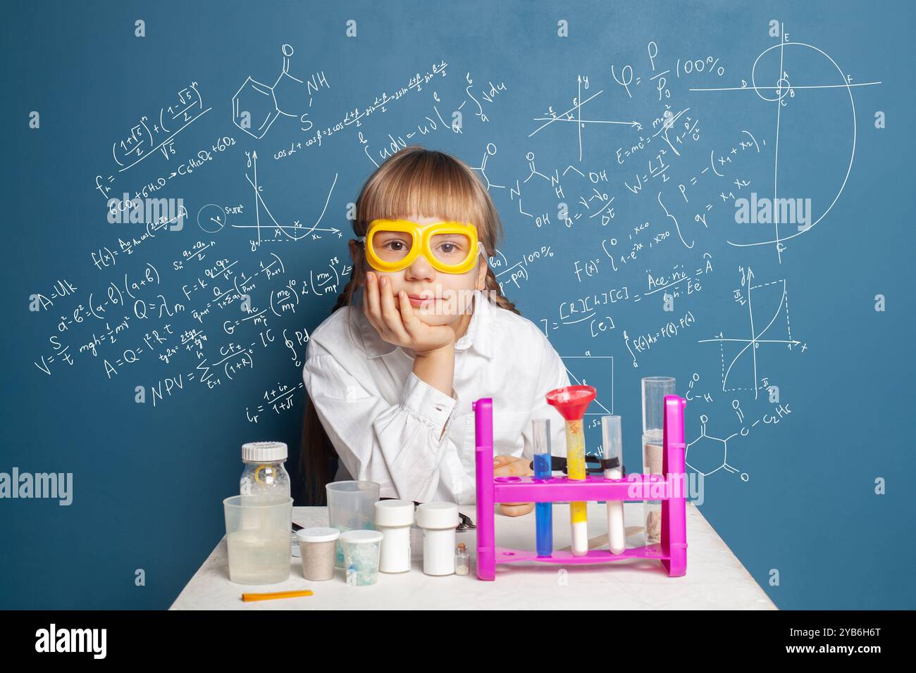 Portrait of school student girl learning science. Research and ...