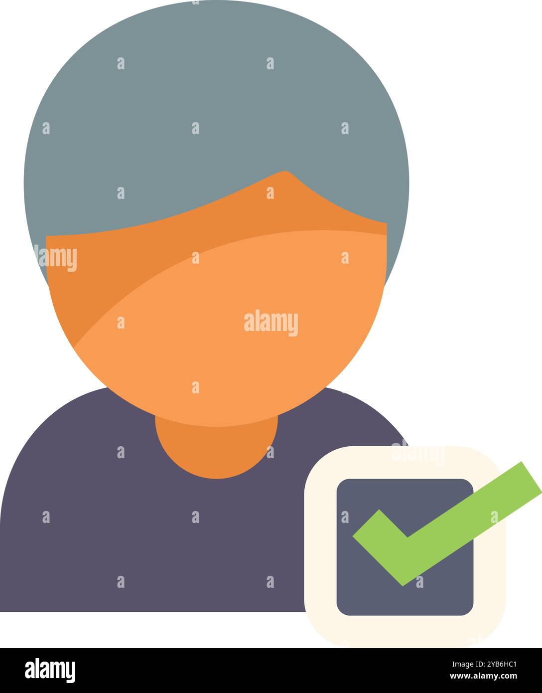 Simple flat vector illustration of a person being selected with a green ...