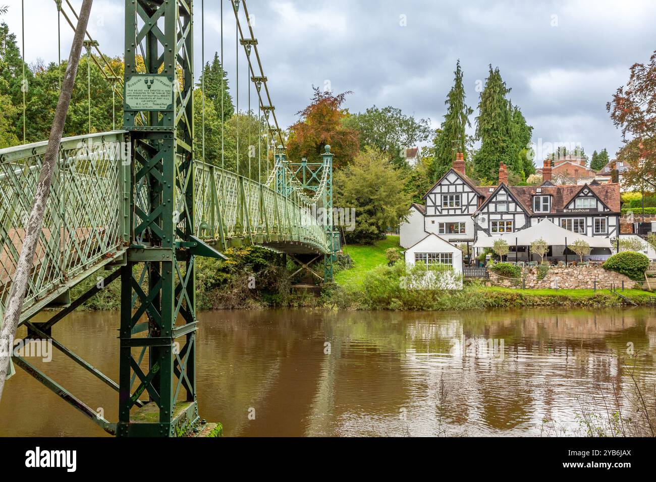 Port Hill Suspension Bridge over River Severn, Shrewsbury UK Stock ...