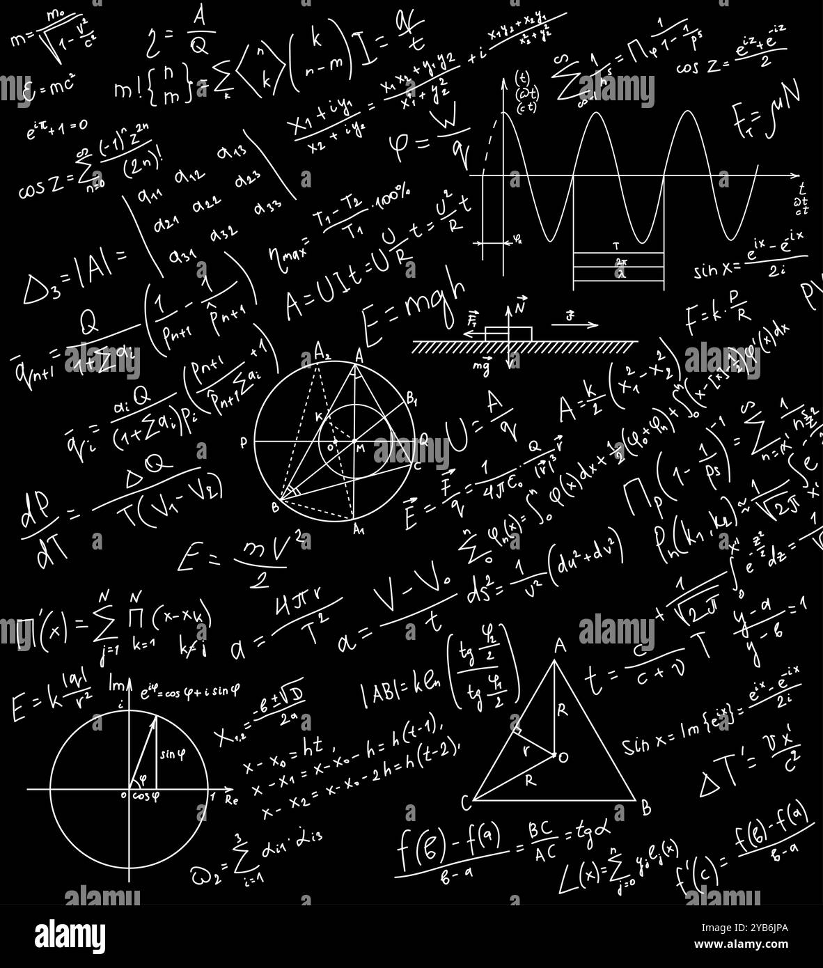 Math background. Mathematic pattern on blackboard Stock Photo - Alamy