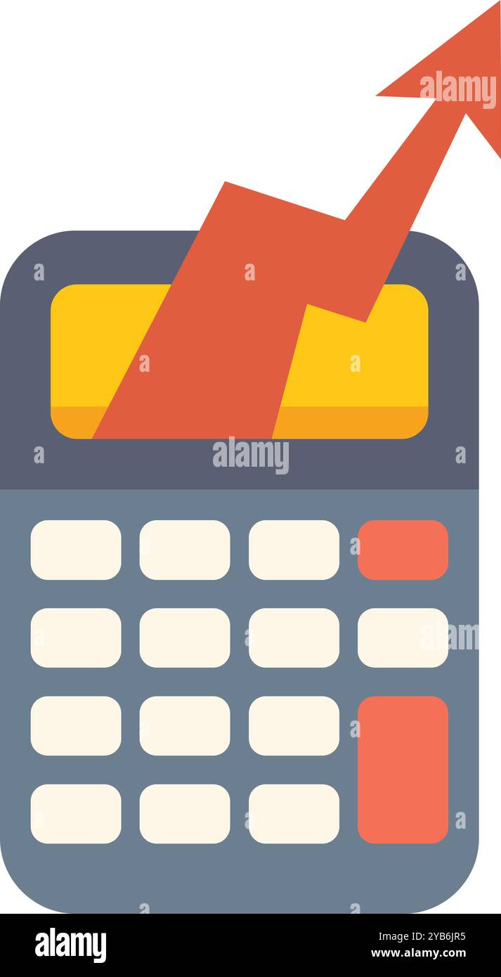 Calculator is showing a growing upward trend arrow graphic, indicating ...