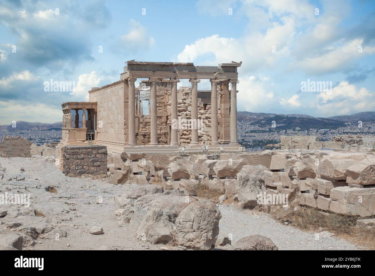 View of Acropolis and Parthenon in Athens, Greece. Ancient architecture. History; archaeology ...