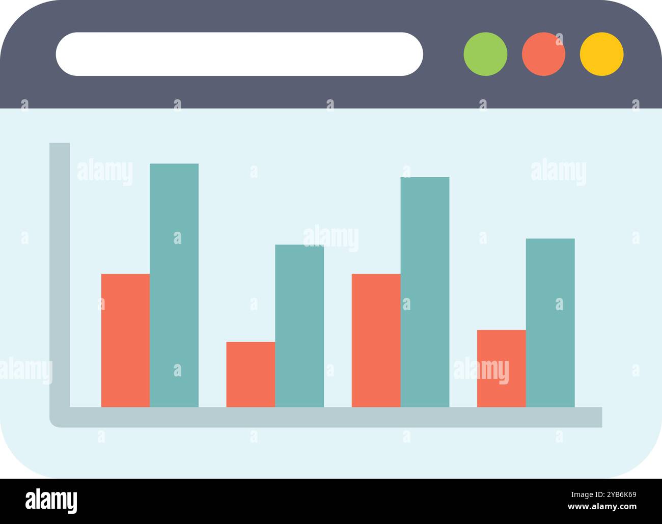 Website displaying a bar chart graph, representing data analysis and ...