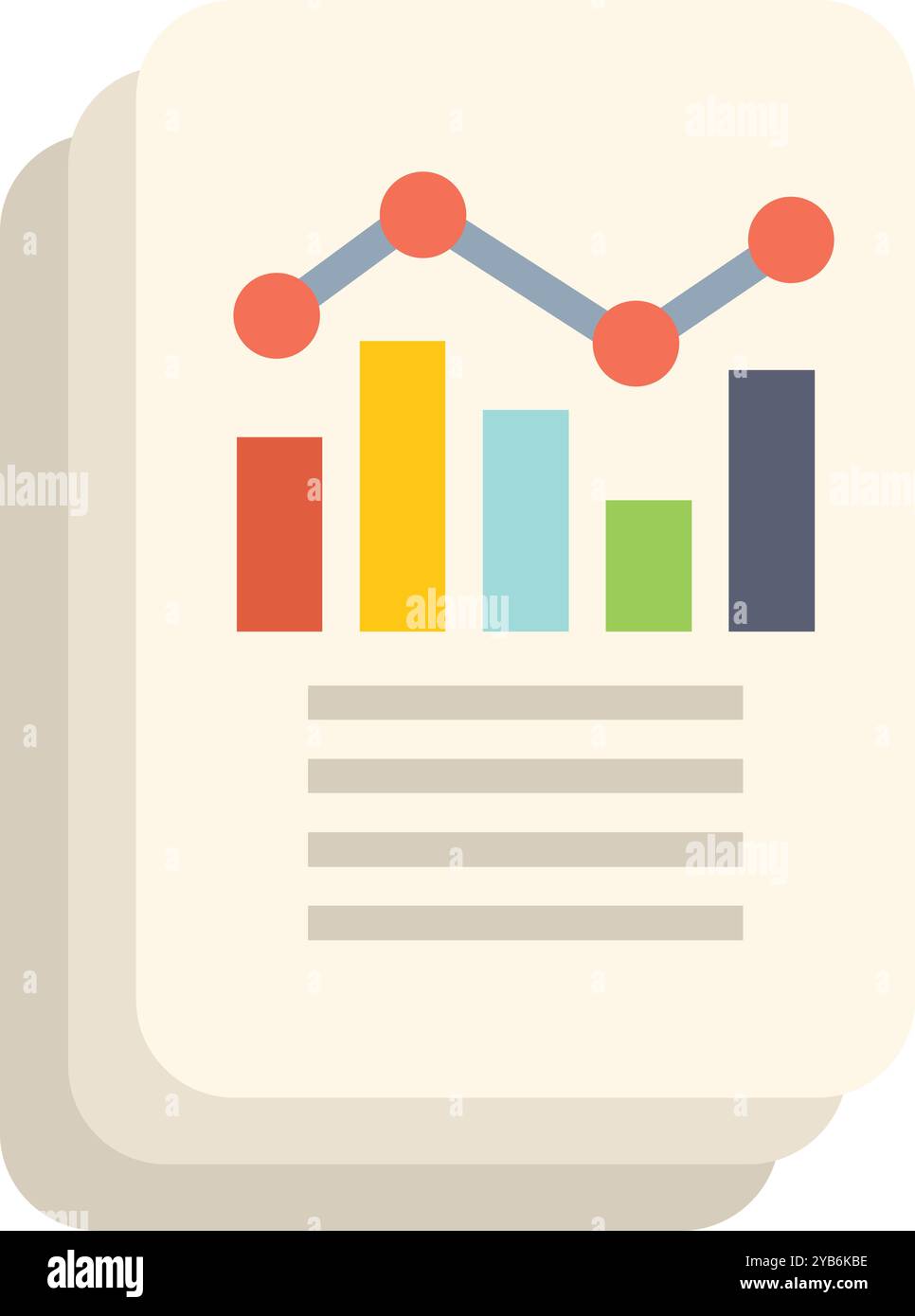 Business report displaying a colorful bar chart and a graph, illustrating data analysis and ...