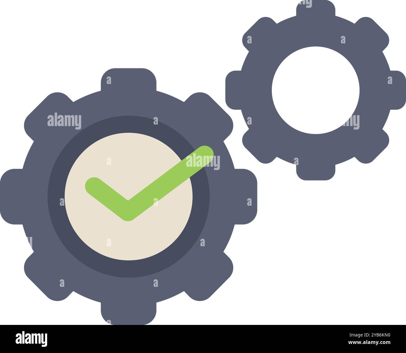 Green check mark inside of a gear is showing a completed project or process Stock Vector Image ...