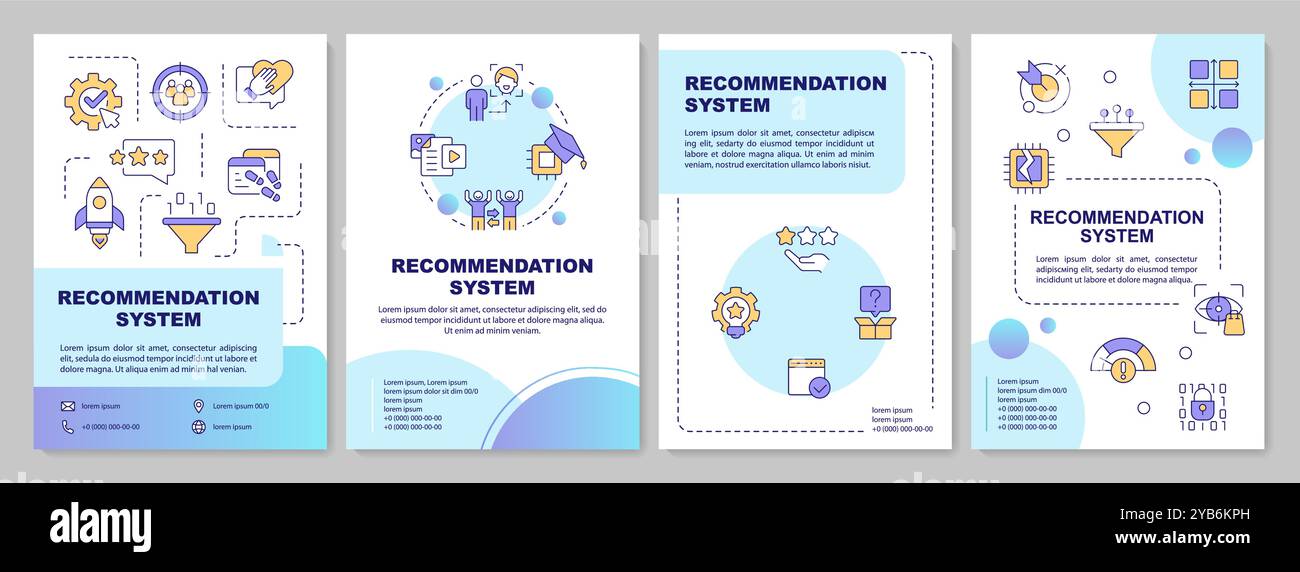 Content recommendation system blue gradient brochure template Stock Vector Image & Art - Alamy