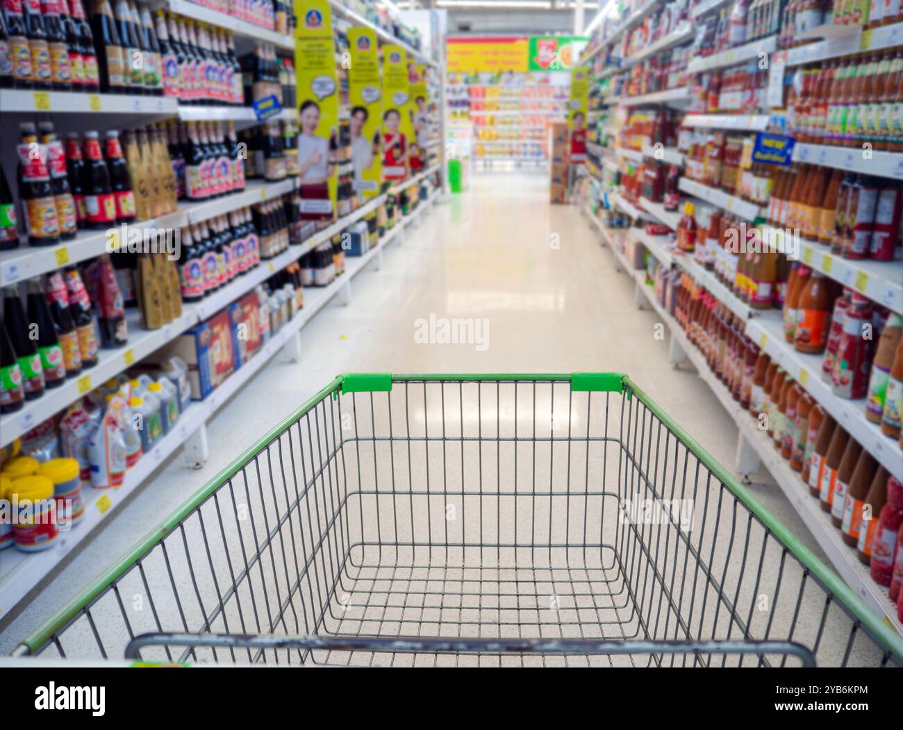 Shopping cart in supermarket, Trolley in department store Abstract ...