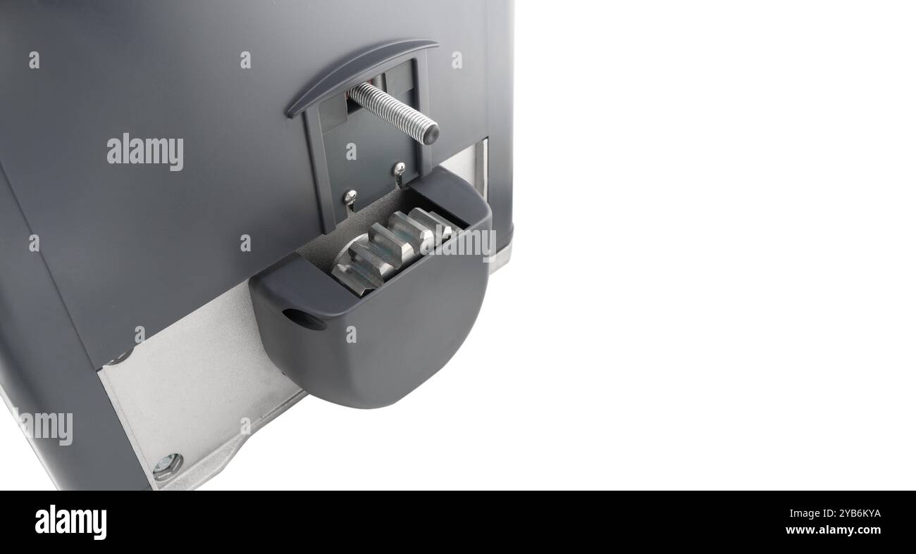 Automatic doors and gate motor isolated on white background. Parts of ...