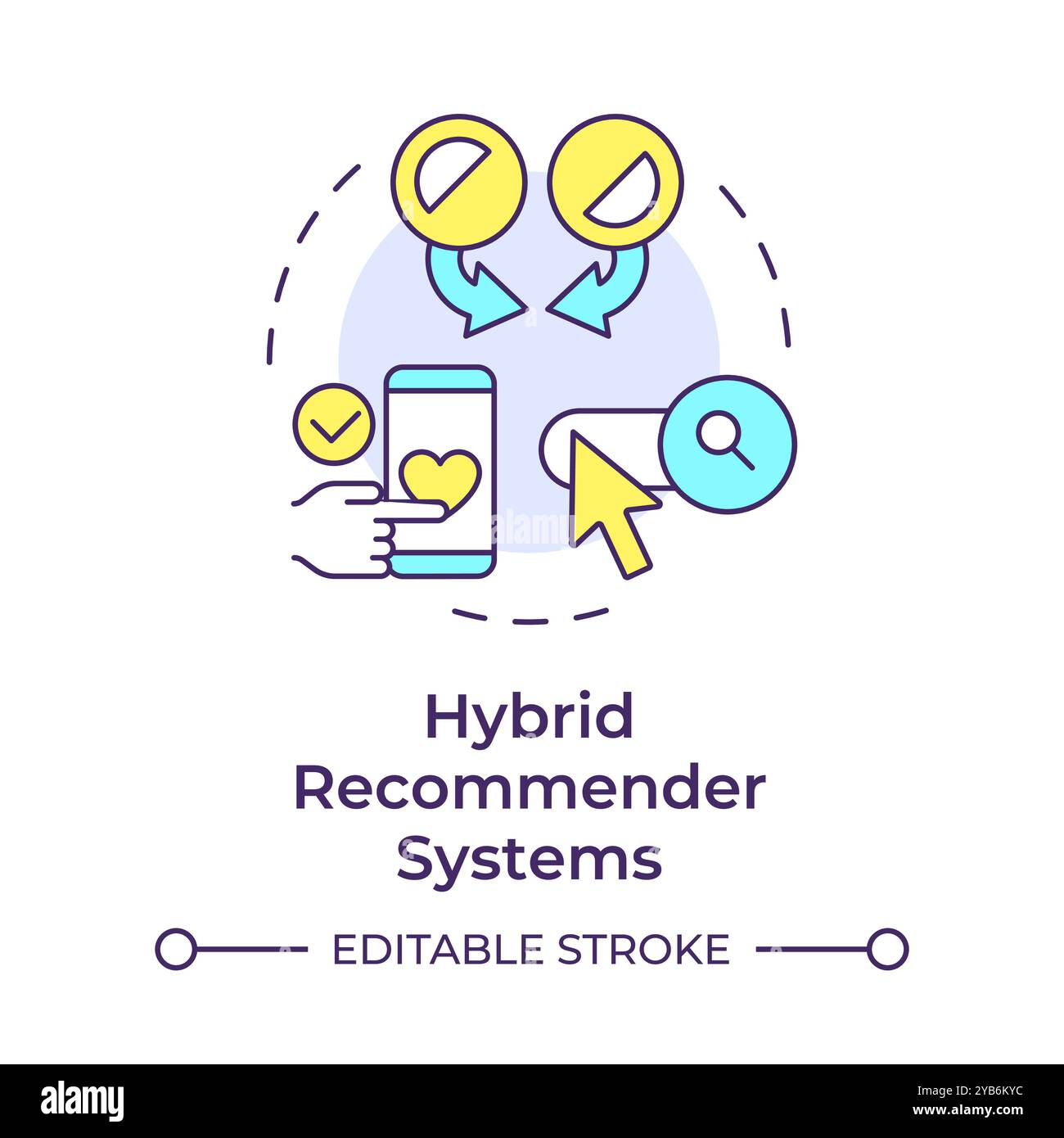 Hybrid recommender systems multi color concept icon Stock Vector Image ...