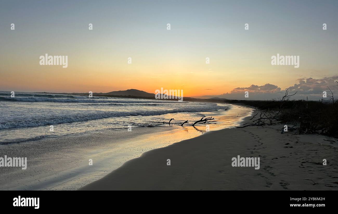 Sunset on the beach of Isla Isabela, Galapagos, Ecuador Stock Photo - Alamy