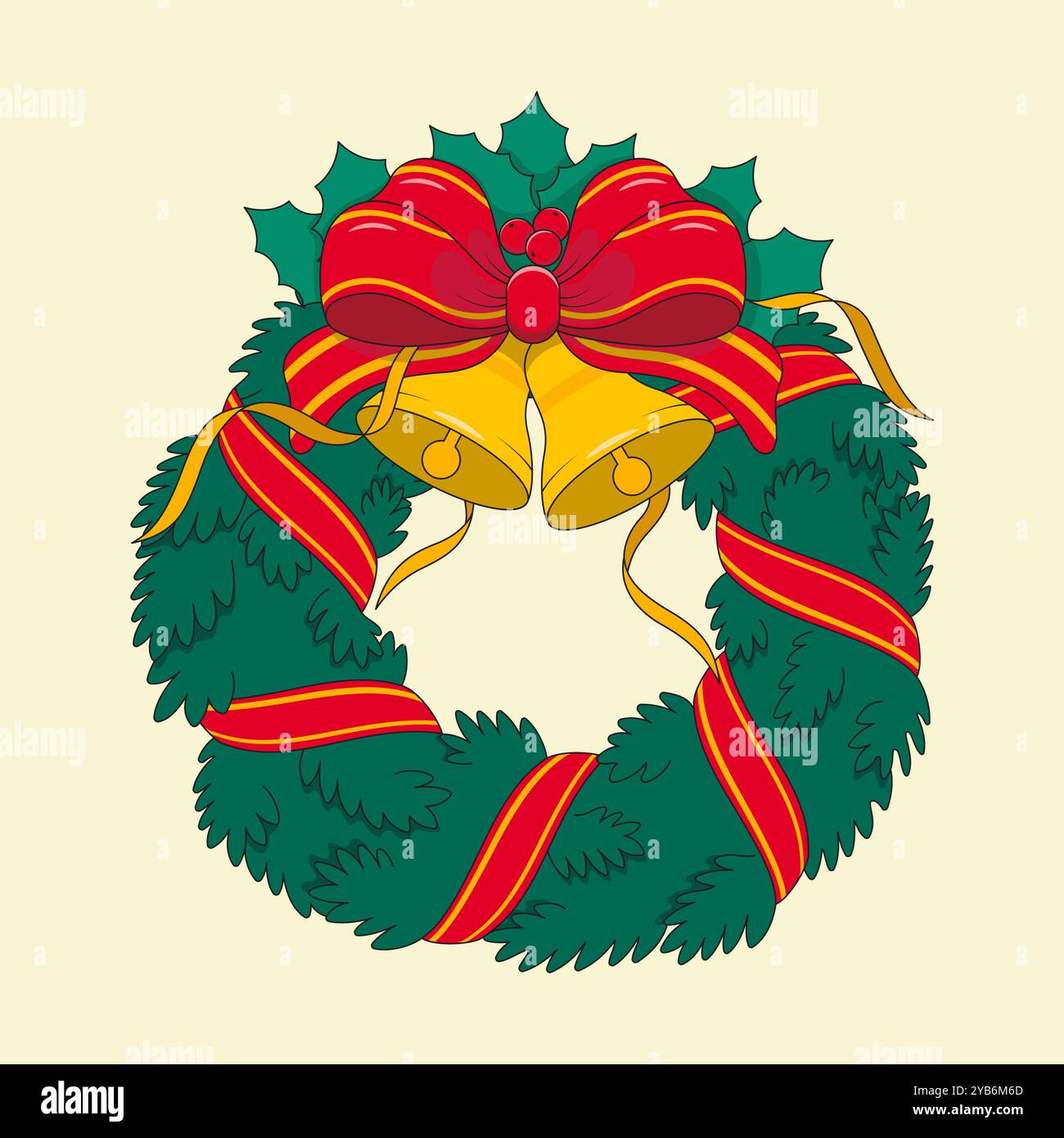 Christmas bells holly fir Stock Vector Images - Alamy