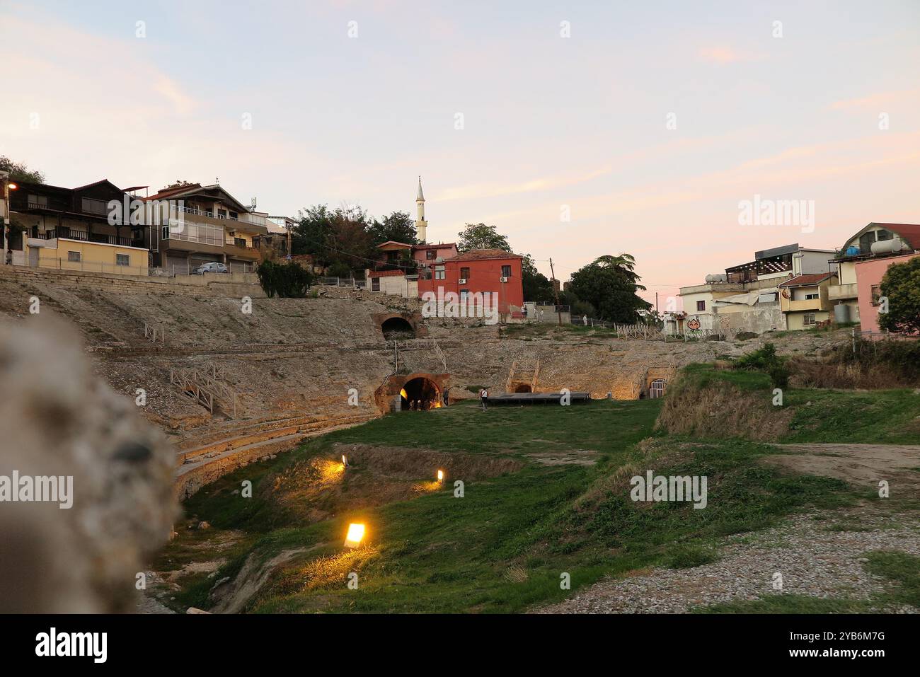 Durres amphitheater at night. Albania Stock Photo - Alamy