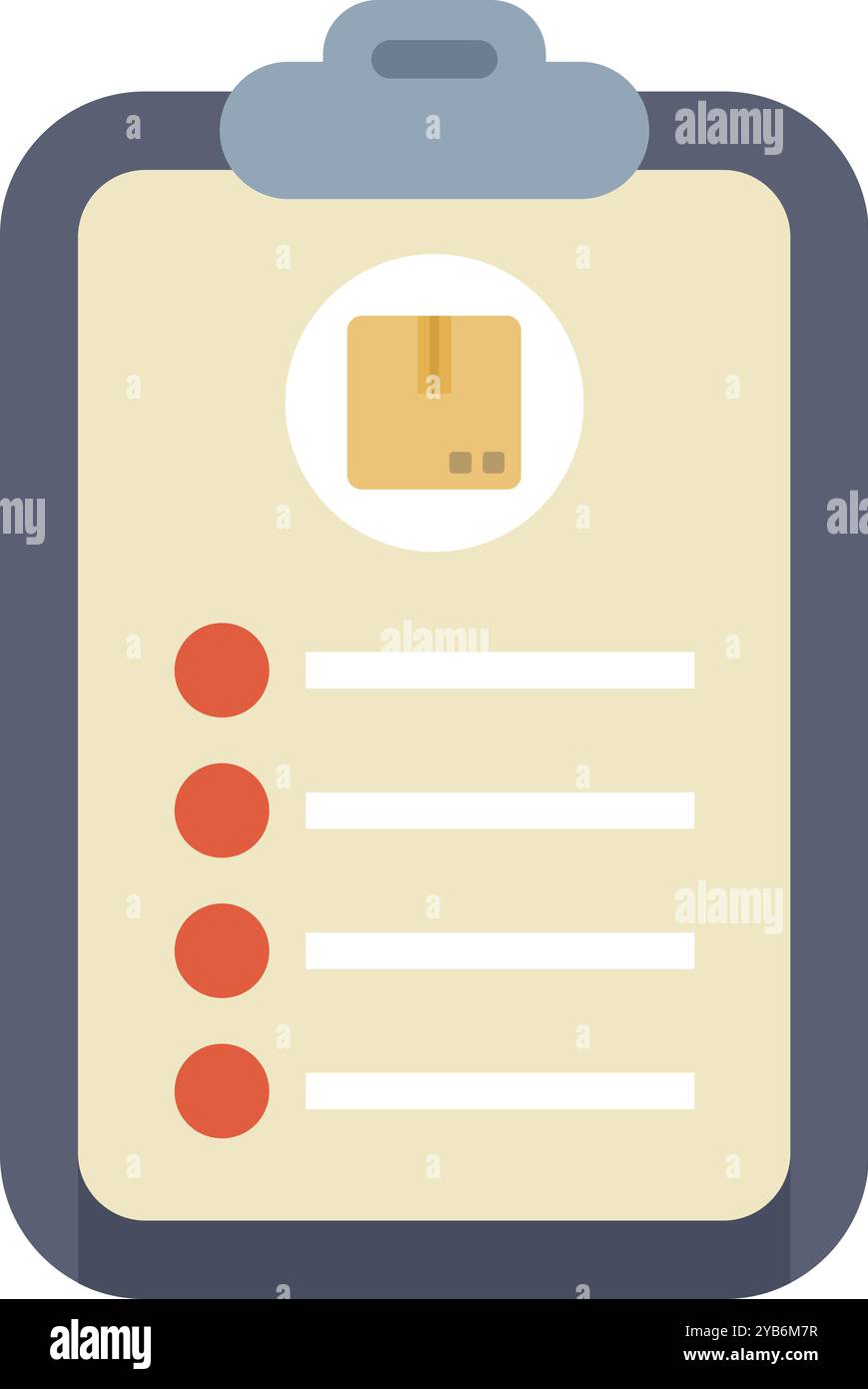 Clipboard showing delivery checklist with cardboard box icon, concept ...