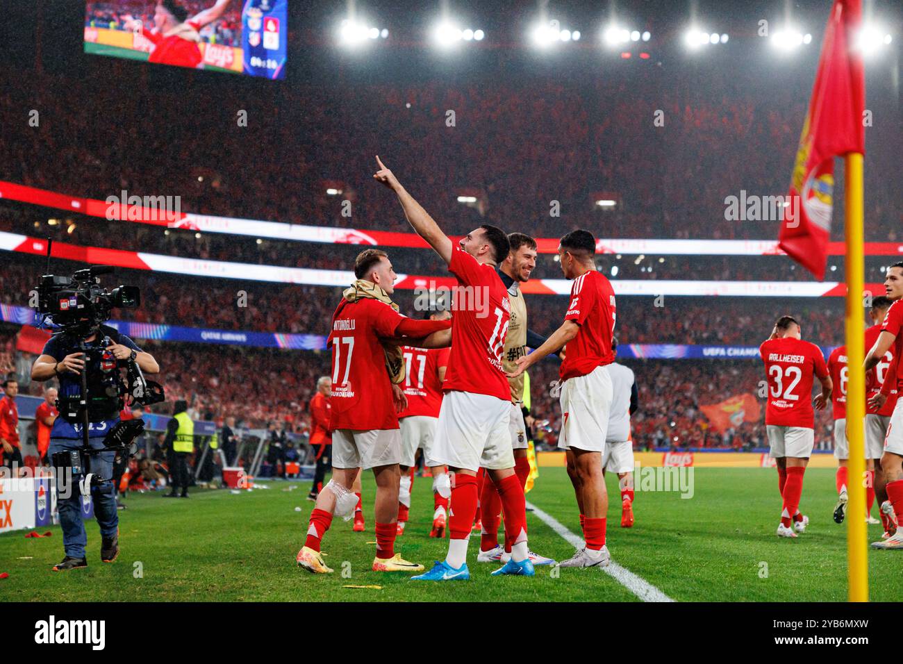 Orkun Kokcu seen celebrating after scoring goal with team during UEFA ...