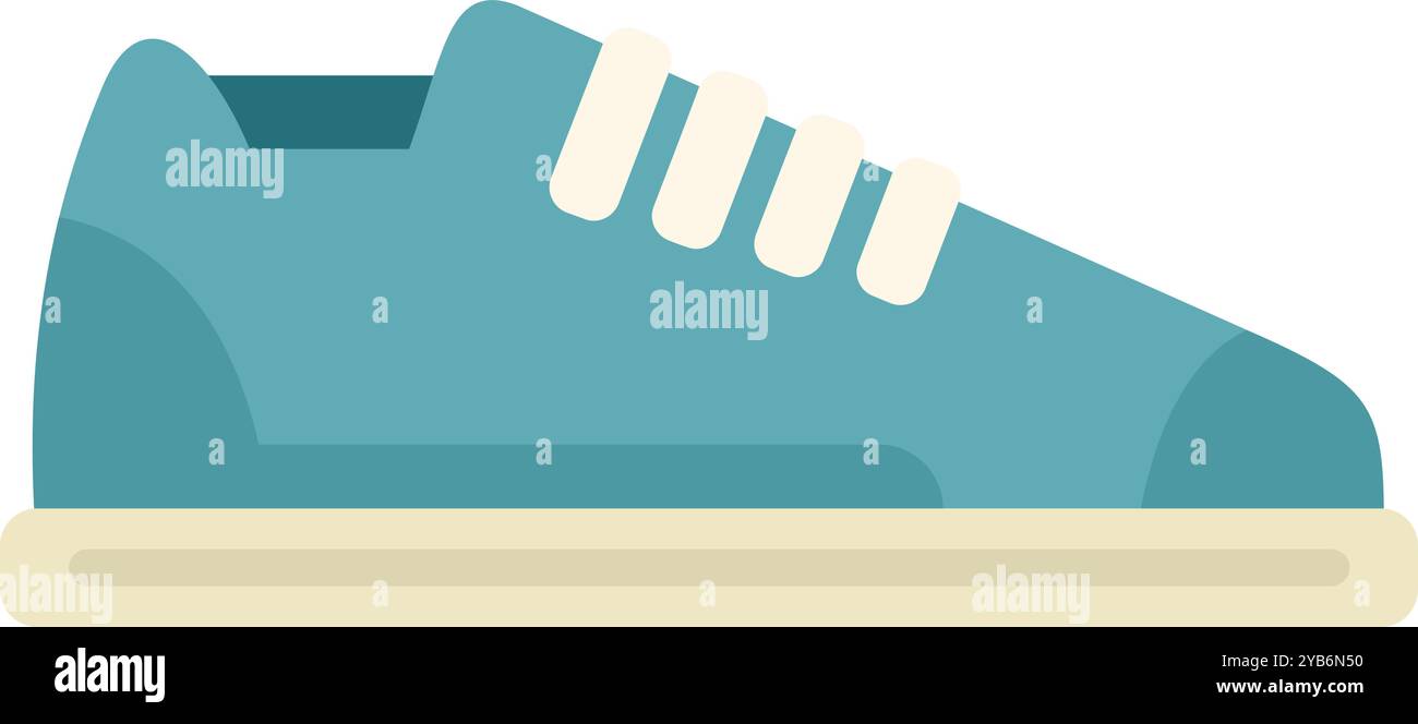 Blue sneaker shoe with white sole and laces side view flat style icon ...