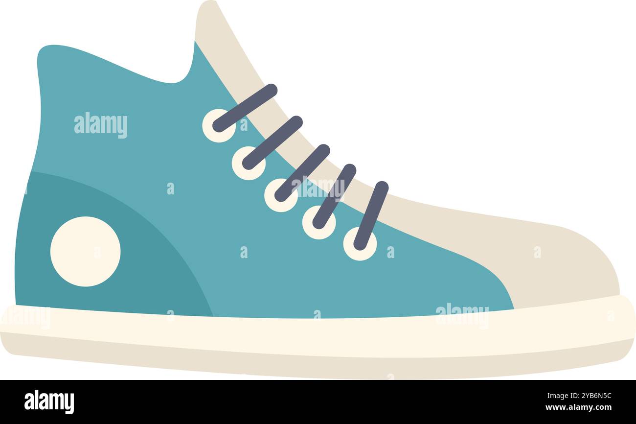 This is a blue sneaker shoe standing in side view, an illustration of ...