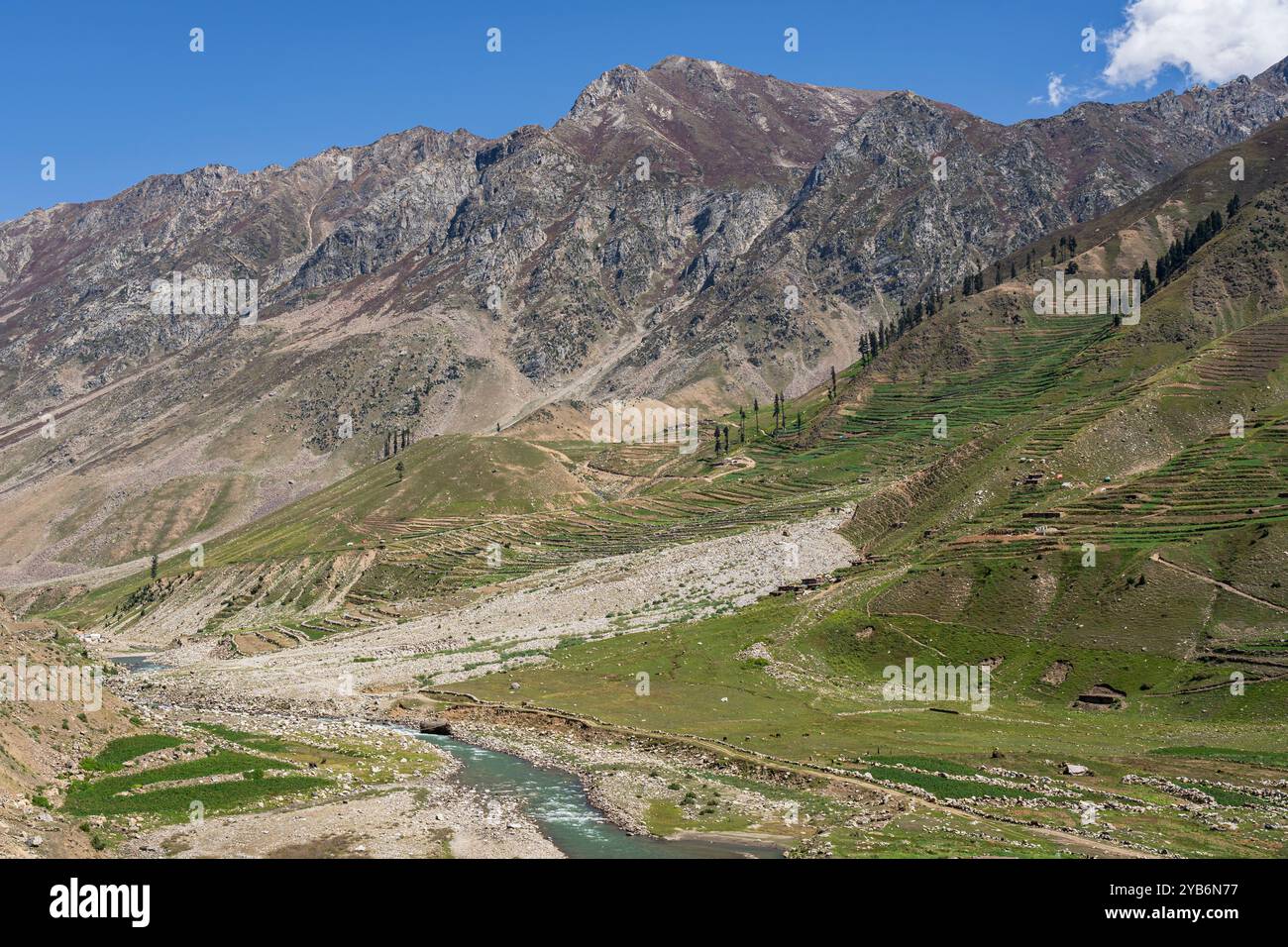 Rural landscape view of Kaghan valley with Kunhar river, Balakot ...