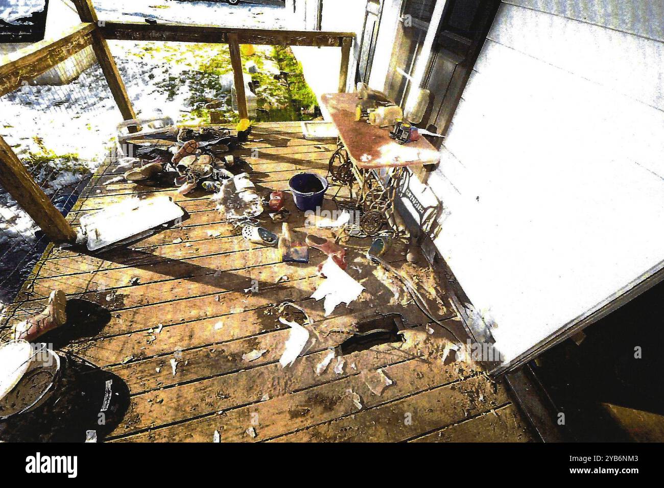 This image used as evidence shows the front porch where federal ...
