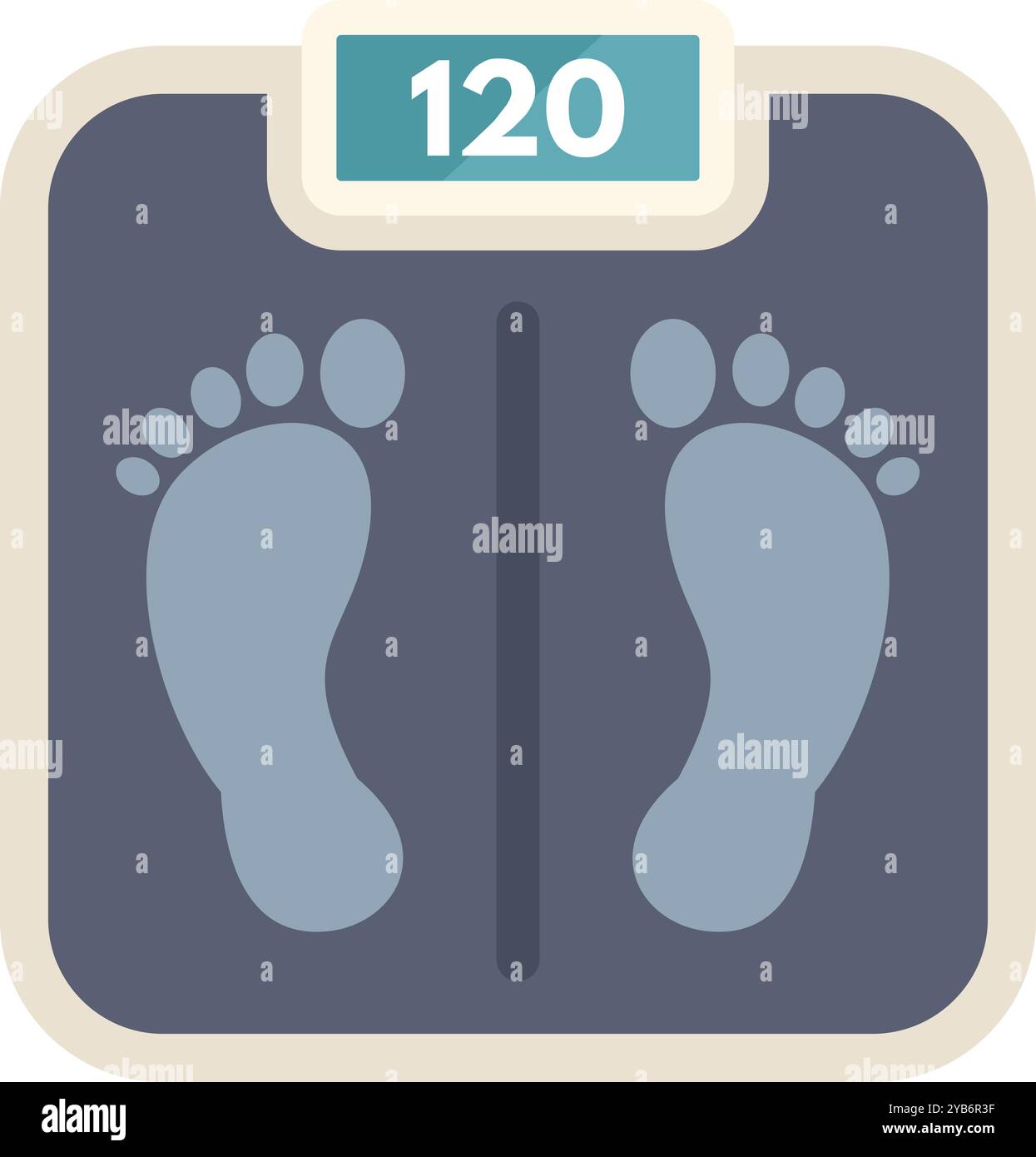 Bathroom scale with footprints showing weight, measuring body mass ...