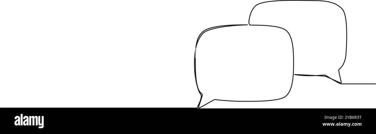 continuous single line drawing of speech bubbles, communication line art vector illustration ...