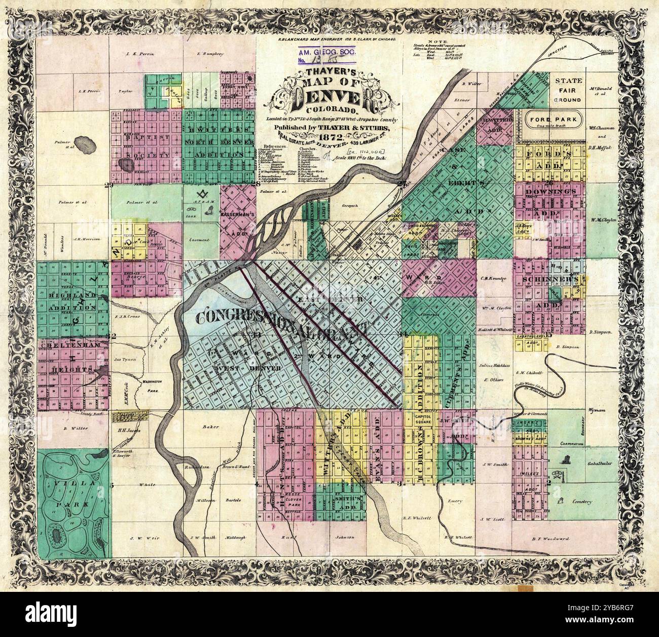 Vintage Detailed Digital Denver Map for Printable Download Travel ...