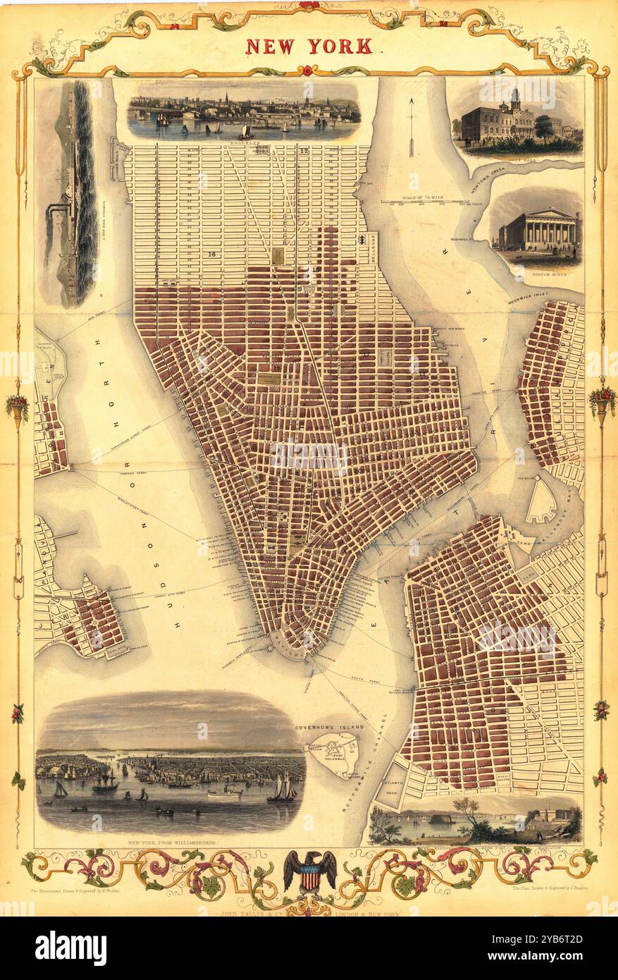 Vintage Digital New York City Map Printable Download Travel Poster ...