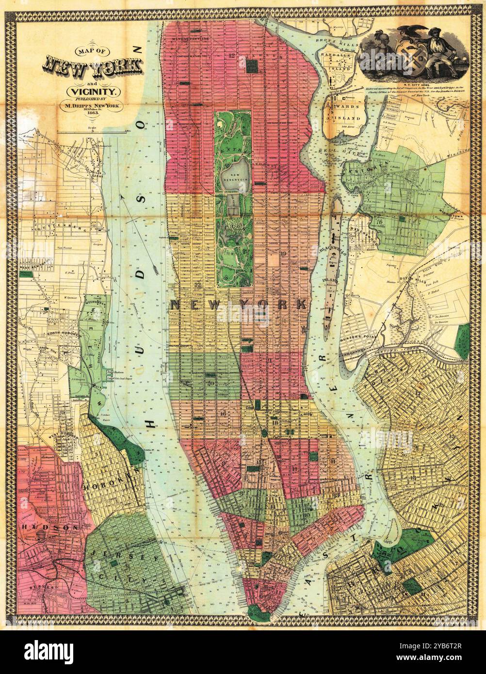 Vintage Digital New York City Map Printable Download Travel Poster ...