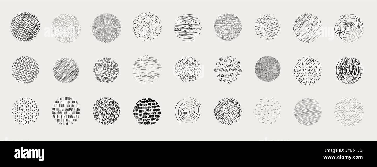 Textures set, collection hand drawn abstract monochrome brush marks ...