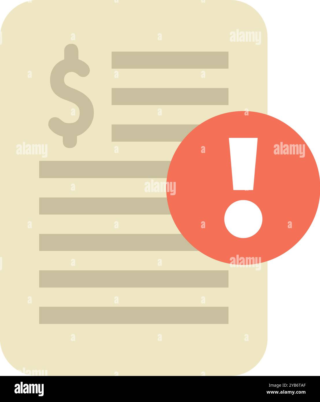 Invoice icon with exclamation point showing problem with payment ...