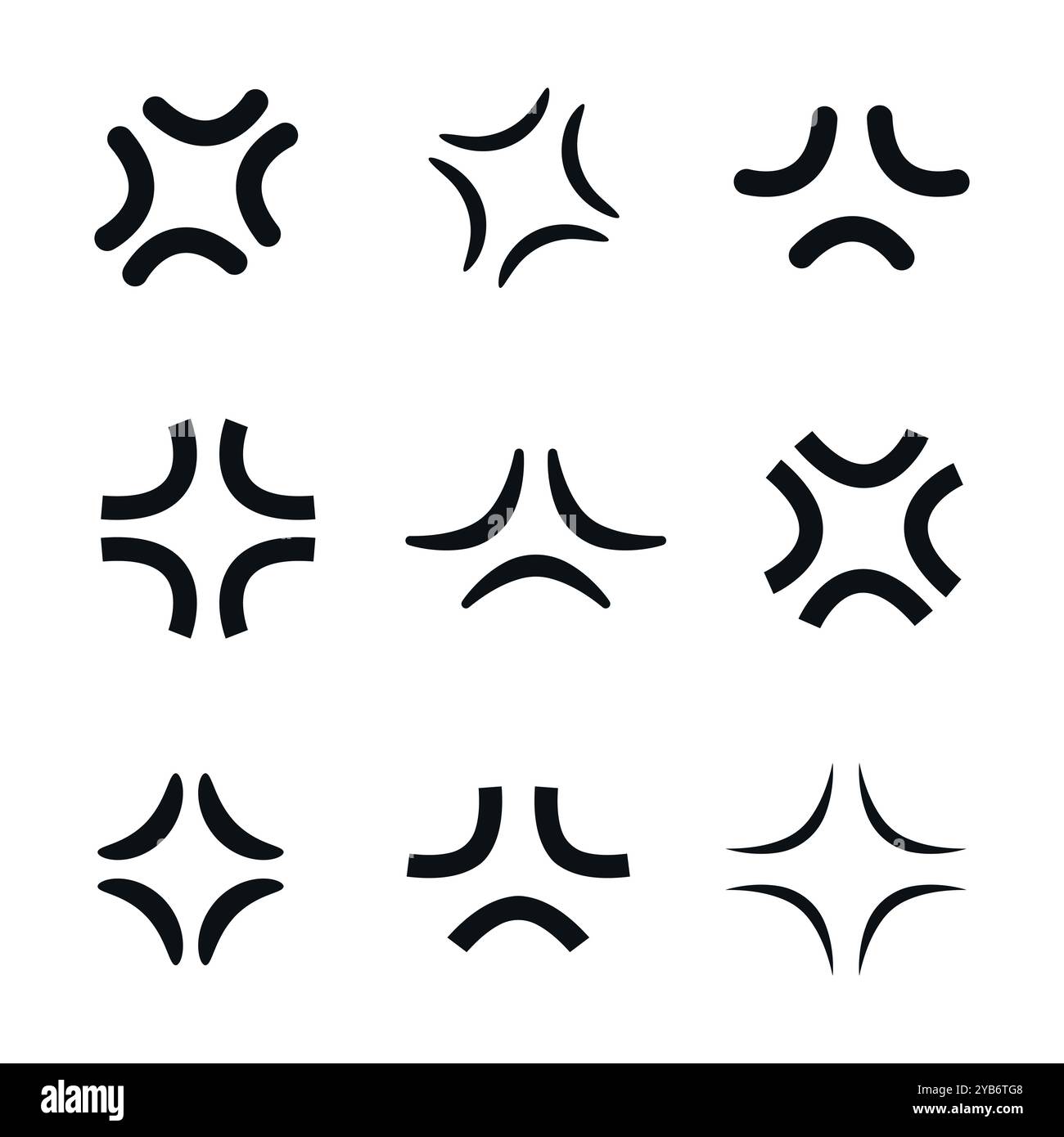 Anime anger symbol collection. Angry anime icon set. Vector ...