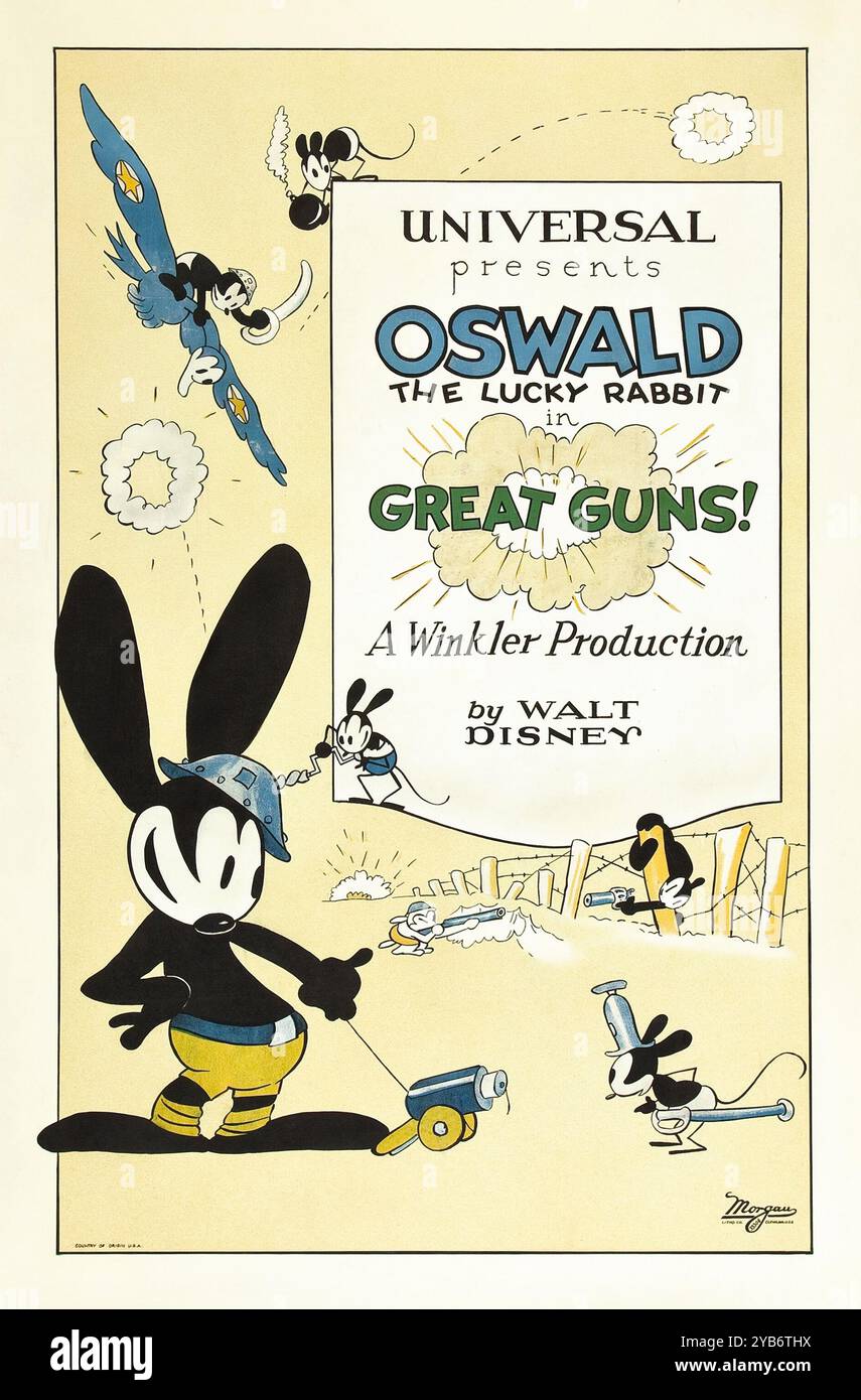 1920s Poster - Oswald the Lucky Rabbit in Great Guns! (A Winkler ...